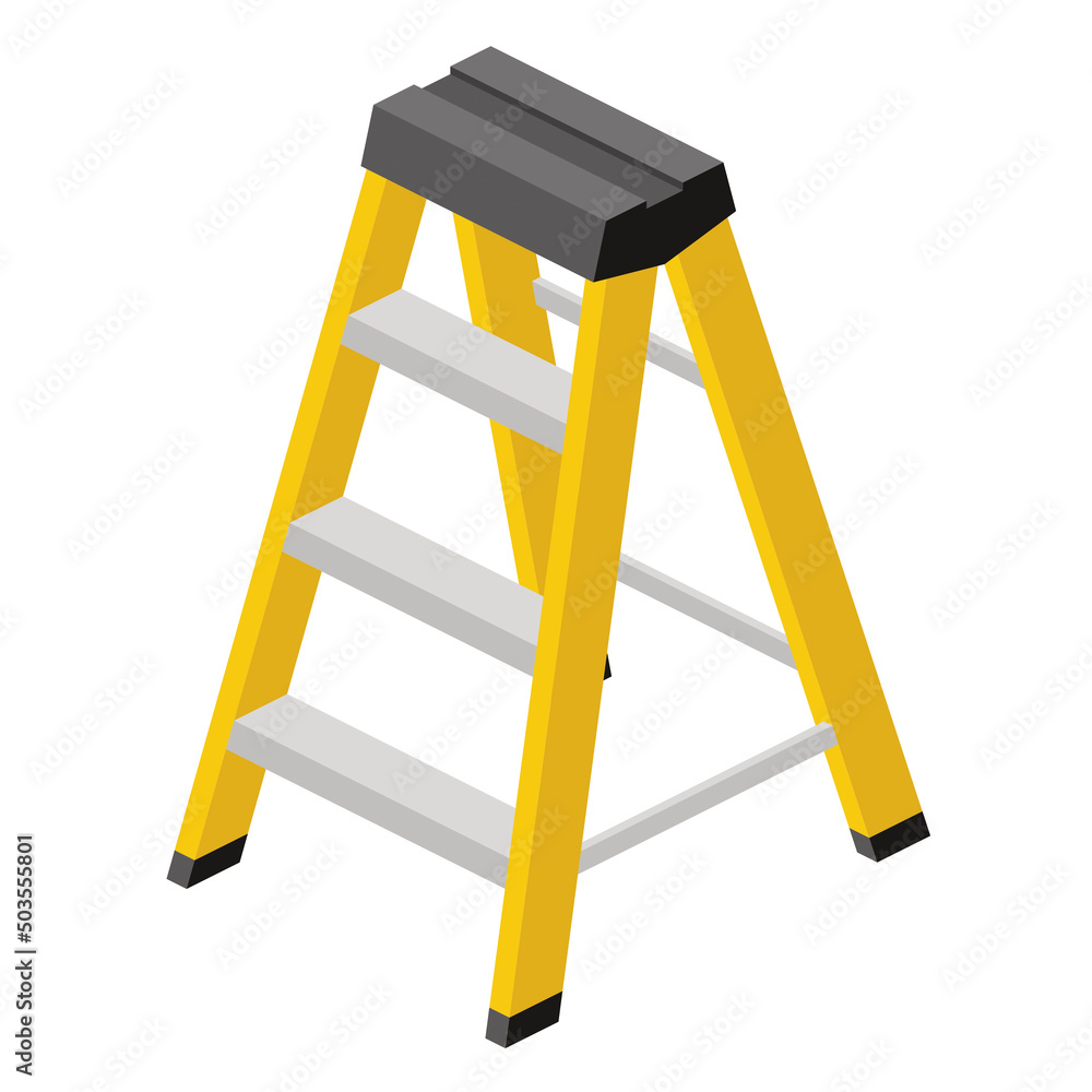 Construction ladder. Vector 3d line isometric, color web icons, new ...