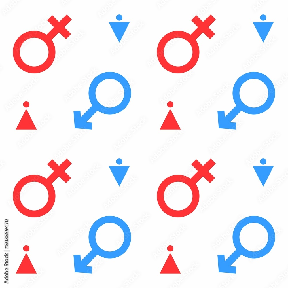 Seamless pattern with elements of a schematic representation of gender ...
