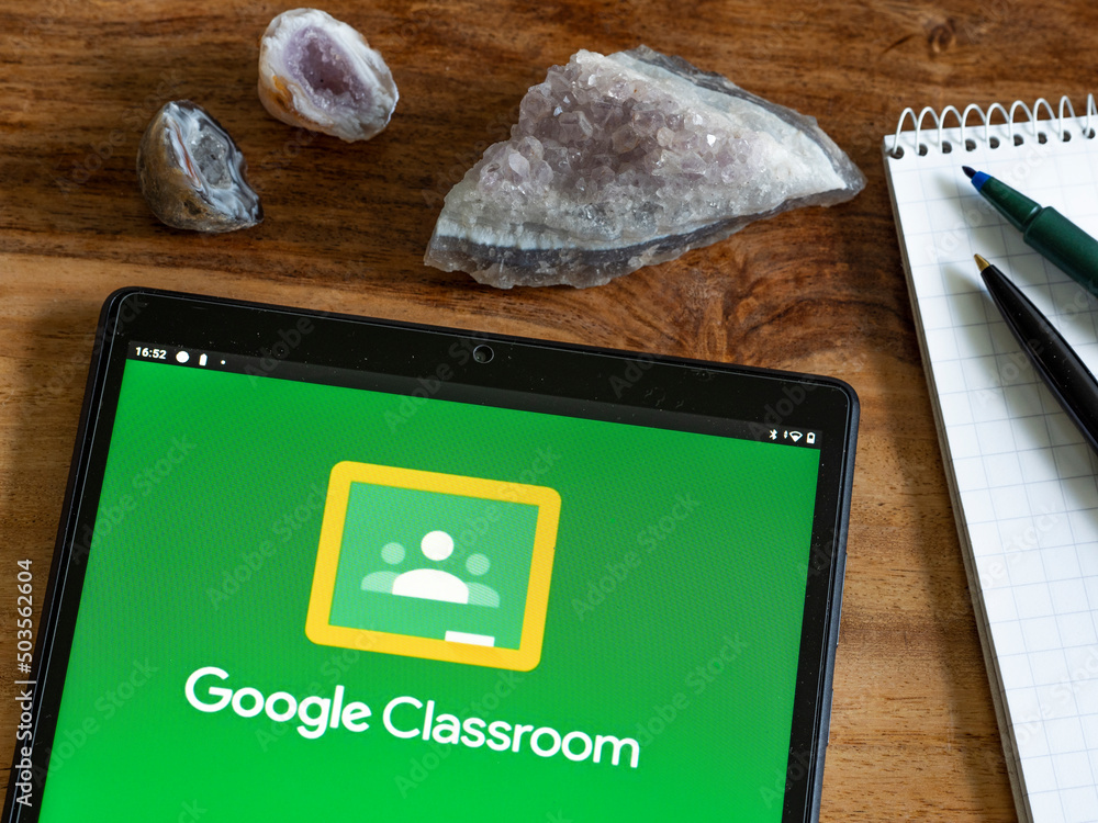 In this photo illustration Google Classroom logo seen displayed on a ...