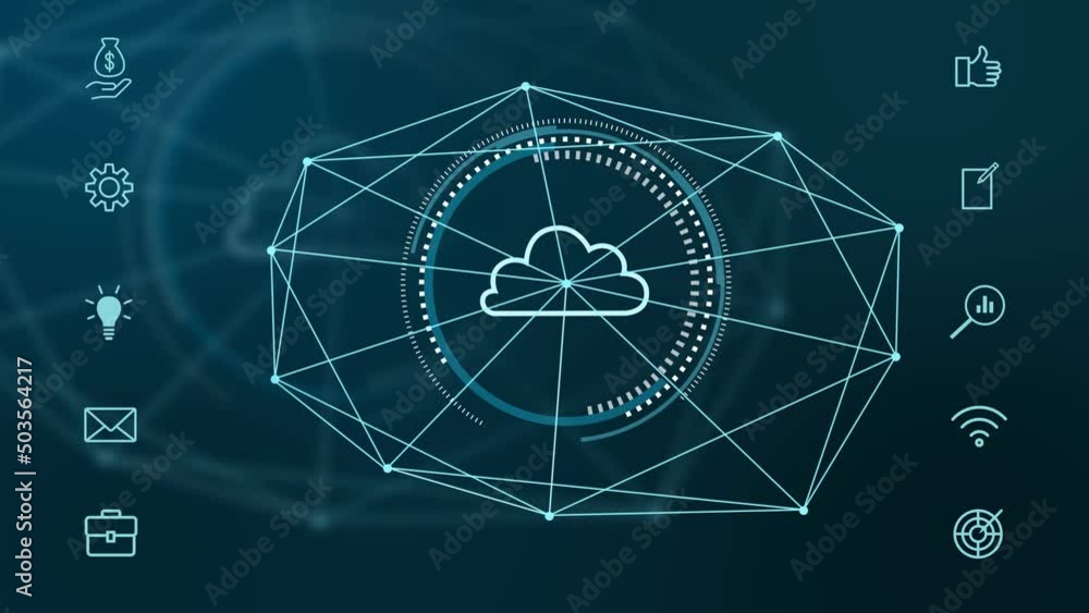 Cloud computing, Global Network - Futuristic blue cloud with pixel ...
