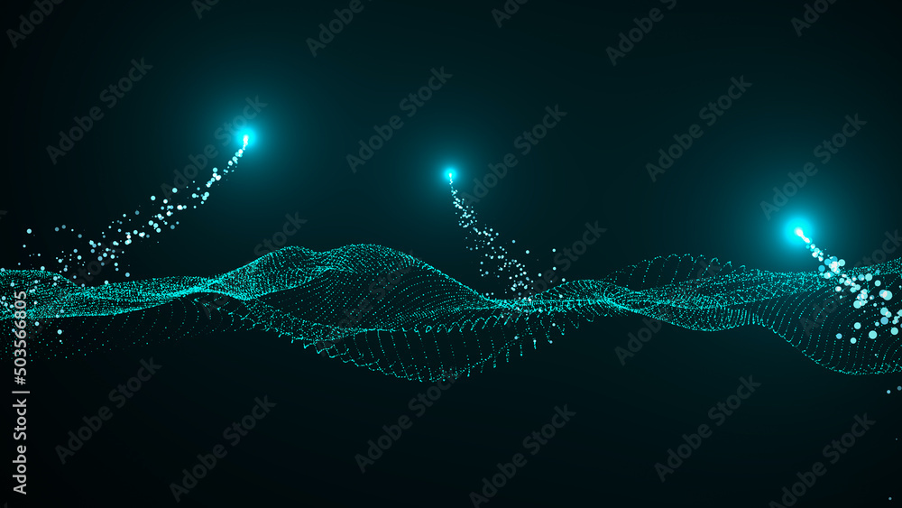 Glowing wave. Technological wave. Digital background. Digital ...