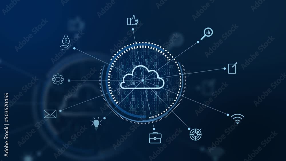 Cloud computing, Global Network - Futuristic blue cloud with pixel ...