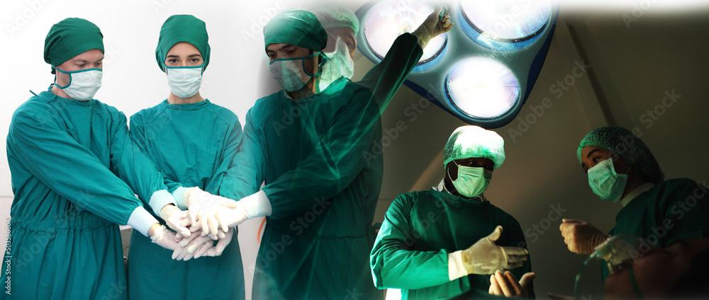 Medical team performing surgery. Group of surgeons in hospital ...