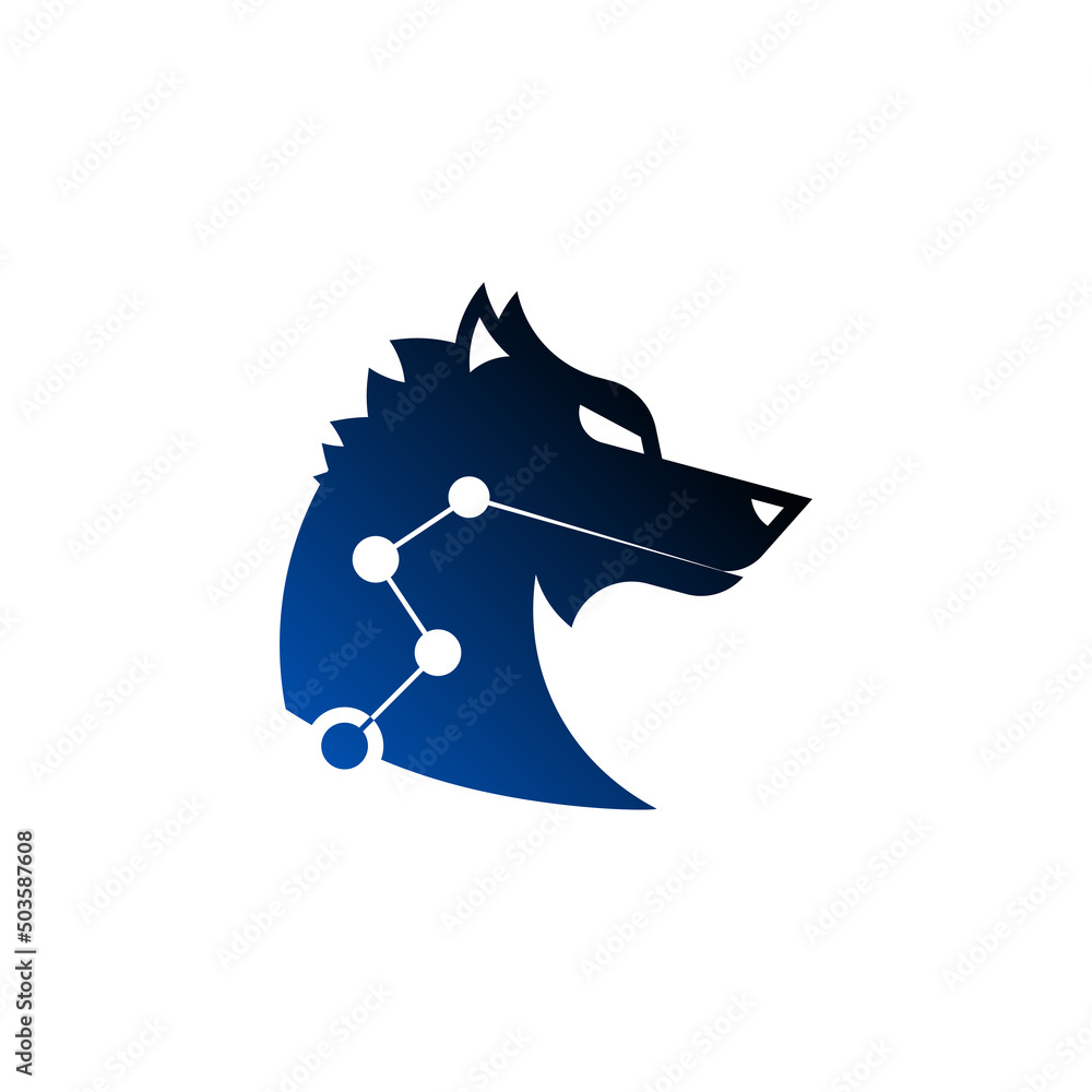 Sophisticated wolf tech logo. Combine wolf and connection technology ...
