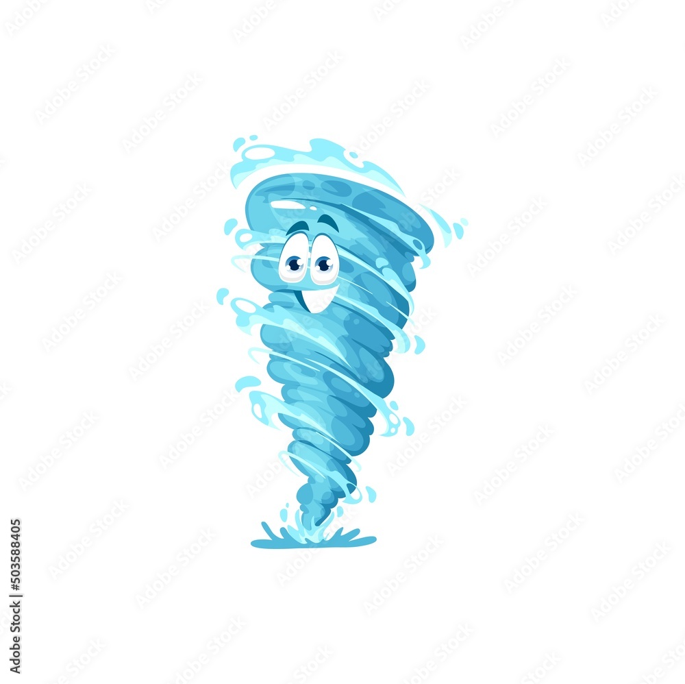 Cartoon tornado character, storm whirlwind, twister cyclone or ...