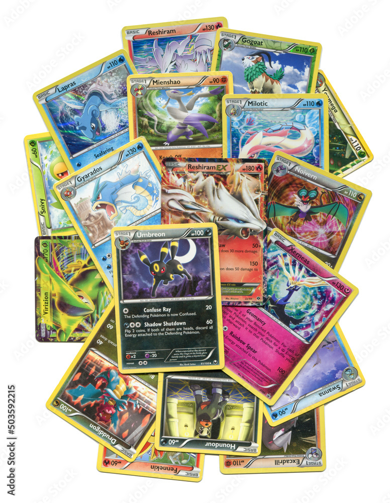 Collection of authentic used Pokémon trading cards, collectable ...