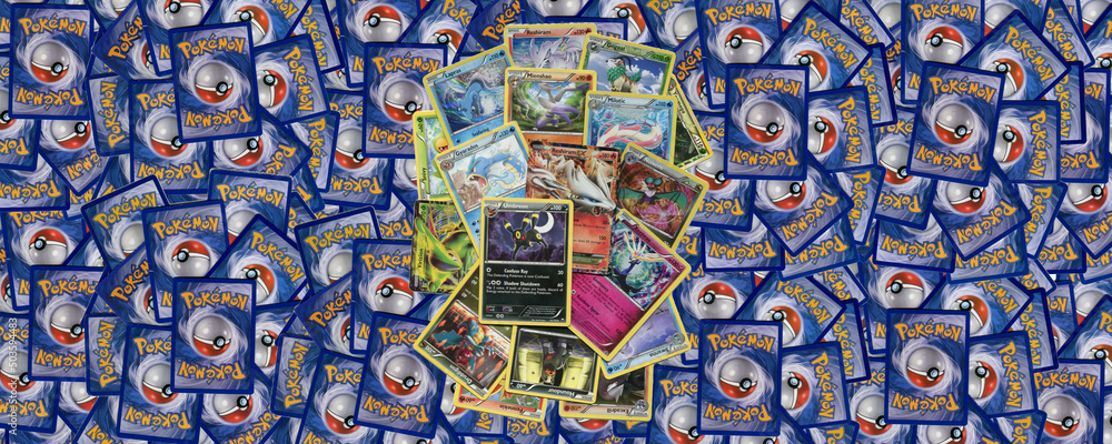Collection of authentic used Pokémon trading cards banner heading ...