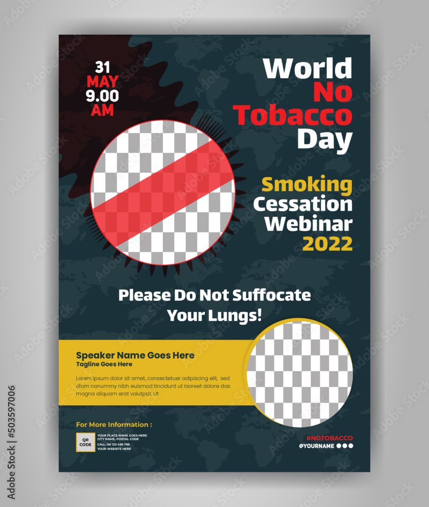 World No Tobacco Day Flyer Poster No Smoking Template Design Layout ...