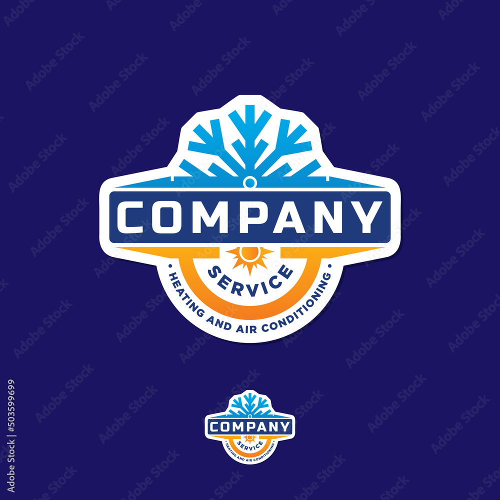 Air conditioning logo emblem modern badge, HVAC logo design label or ...