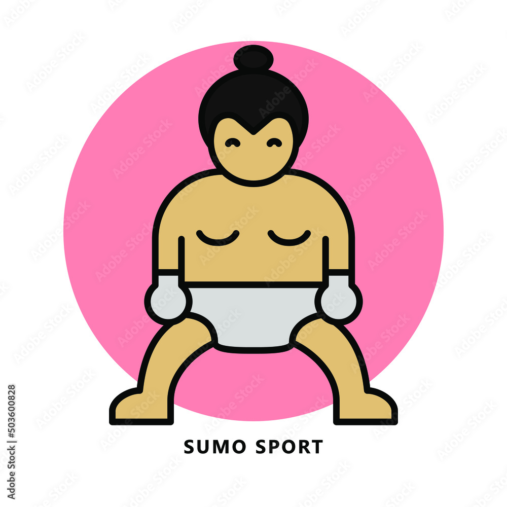 Sumo Sport Icon Symbol. Wrestler Training Logo Vector Illustration ...