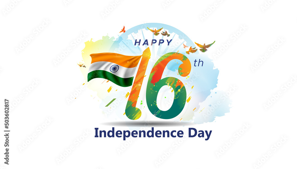India independence day or 76 years of indian freedom celebration with ...