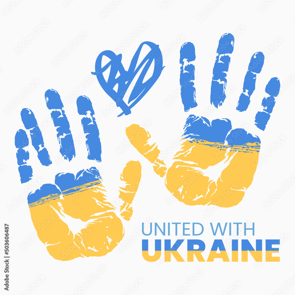 Symbols of support for Ukrainian war victims vector illustration. Call ...
