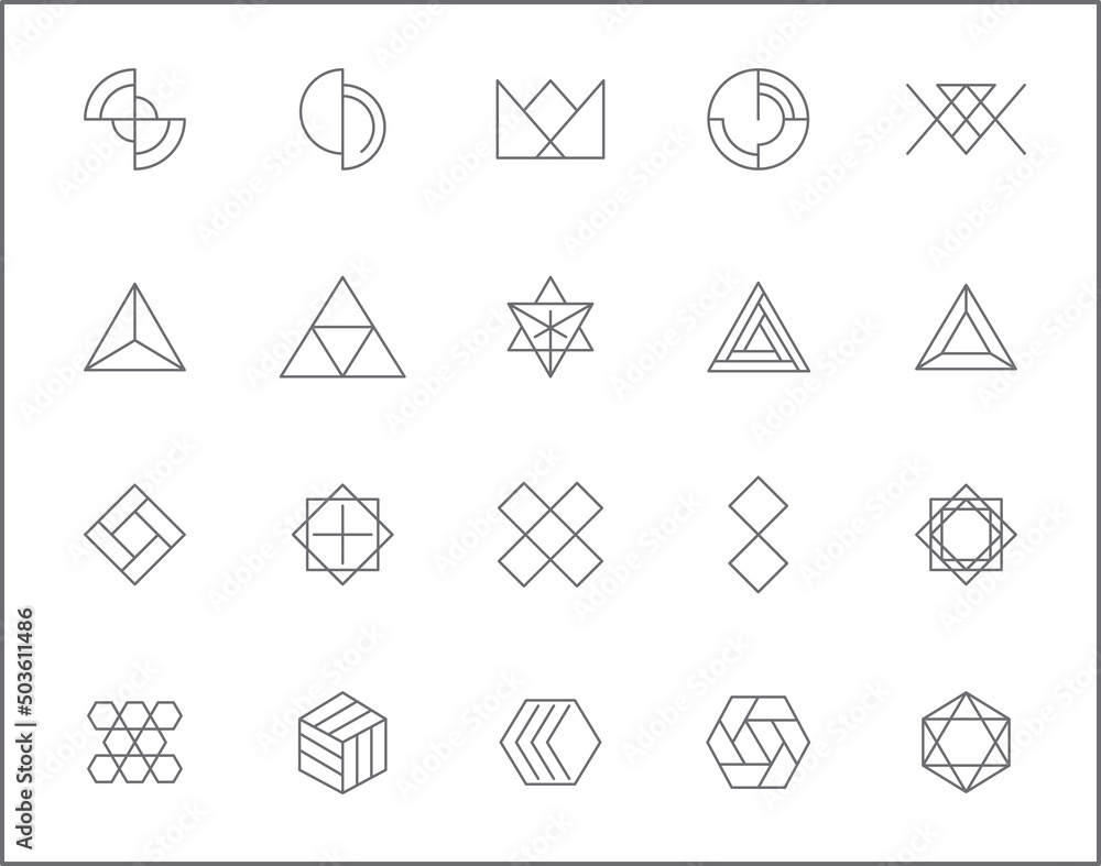Simple Set of geometric Related Vector Line Icons. Contains such Icons ...