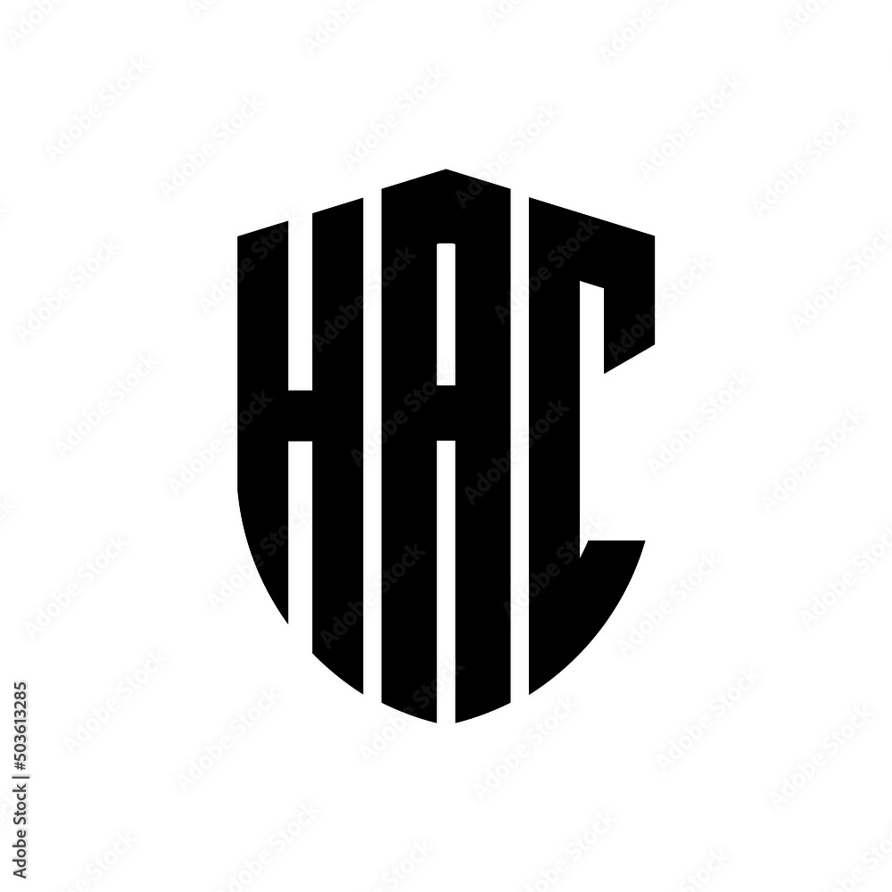 HAC letter logo design. HAC modern letter logo with black background ...