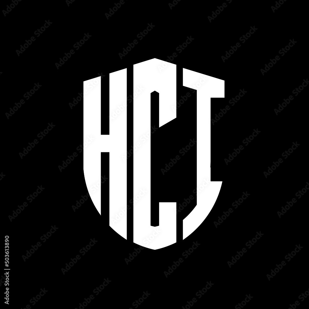 HCI letter logo design. HCI modern letter logo with black background ...
