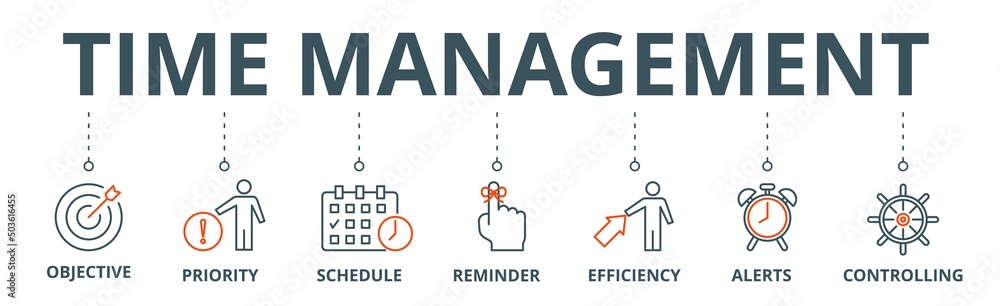 Time management banner web icon vector illustration concept with icon ...