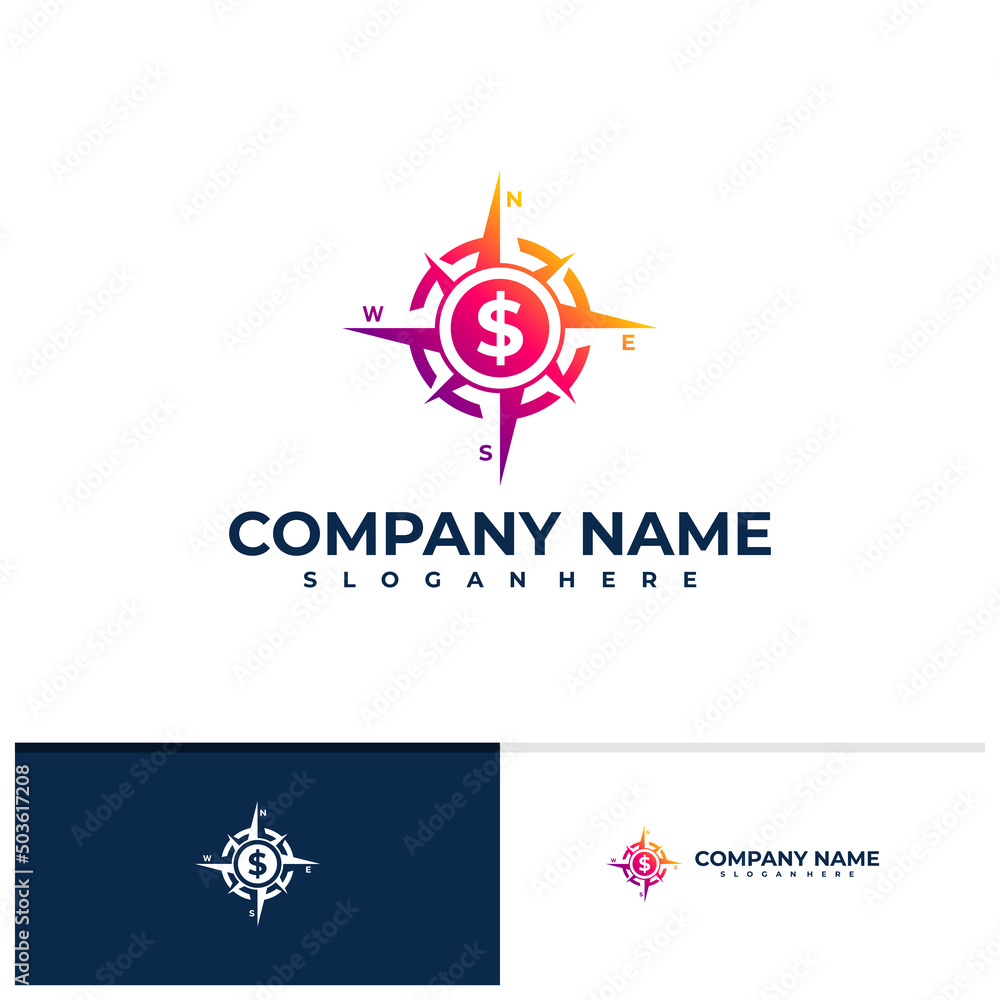 Money with Compass logo vector template, Creative Compass logo design ...