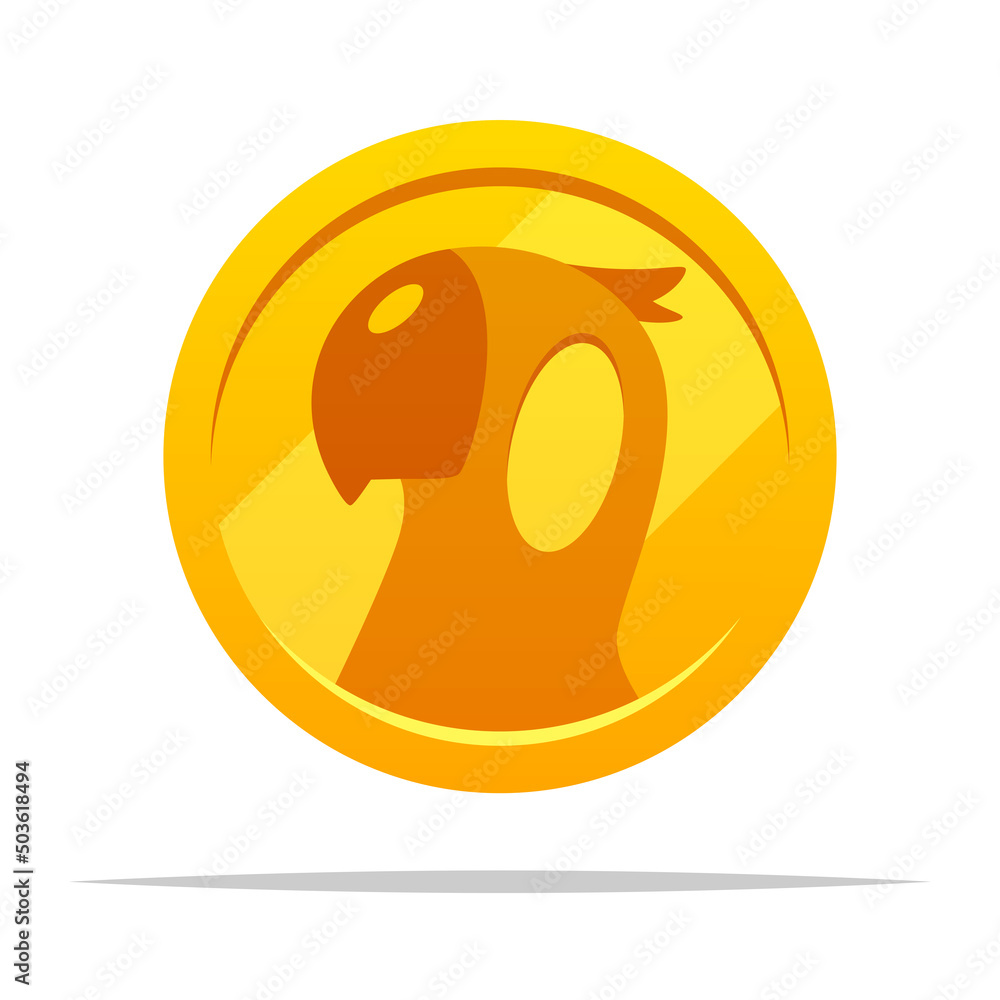 Parrot token gold coin vector isolated illustration Stock Vector ...
