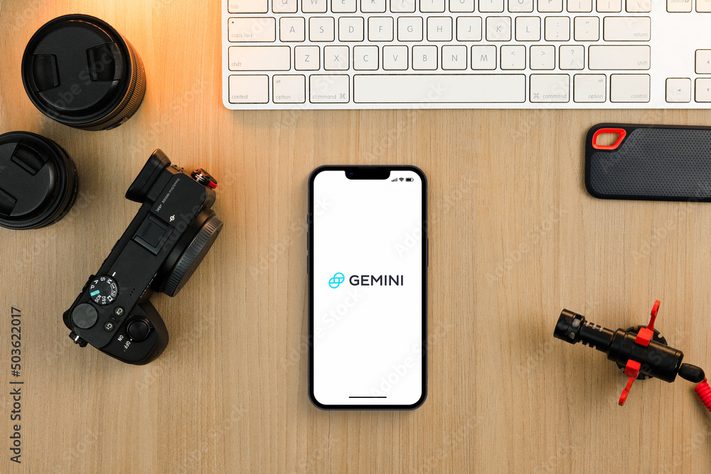 Gemini cryptocurrency exchange app on smartphone iPhone screen on ...