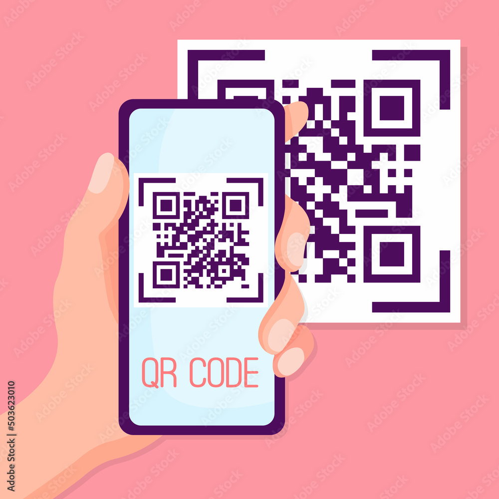 QR code scan to smartphone. Qr code for payment. Mobile phone scanning ...