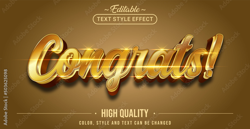 Editable text style effect - Congrats! text style theme. Stock Vector ...