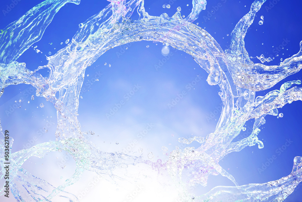 Fotografia do Stock: 夏の青空と太陽と海の水しぶき | Adobe Stock