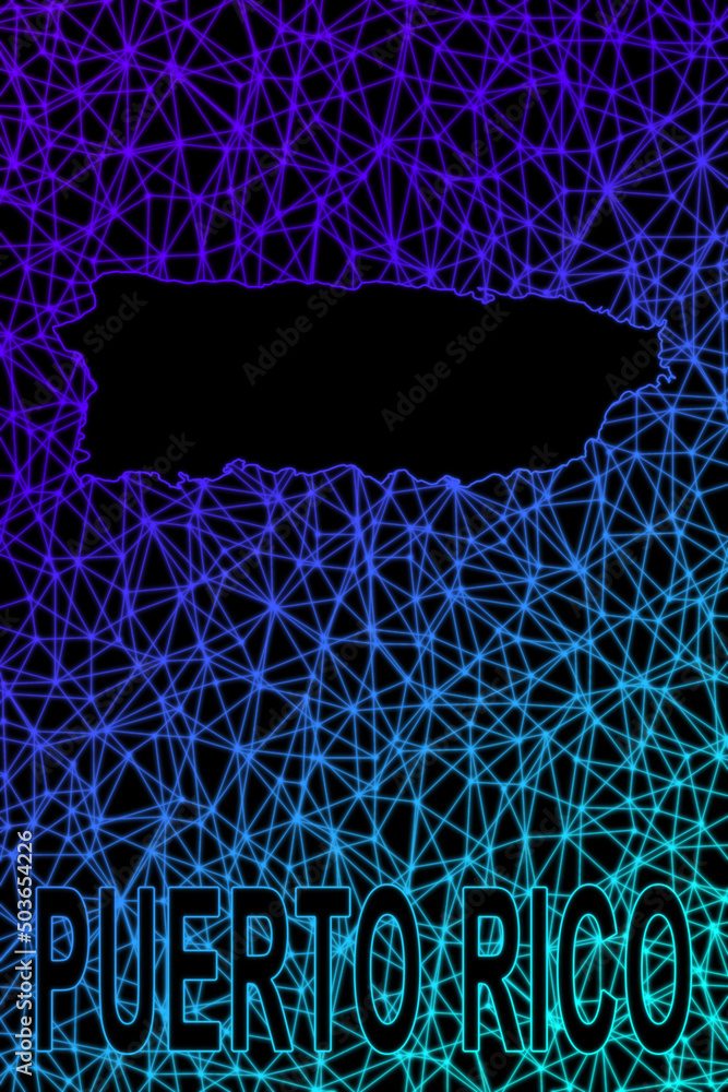 Map of Puerto Rico, Polygonal mesh line map Stock Illustration | Adobe ...