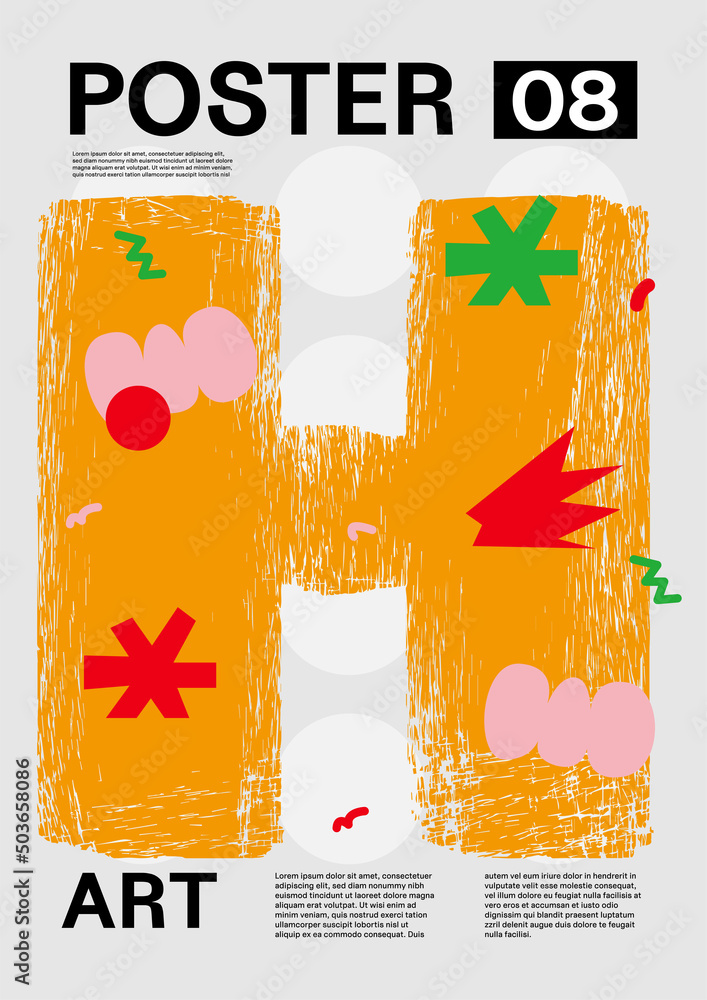 Letter H. Poster layout design. Alphabet. Cute font. Template poster ...