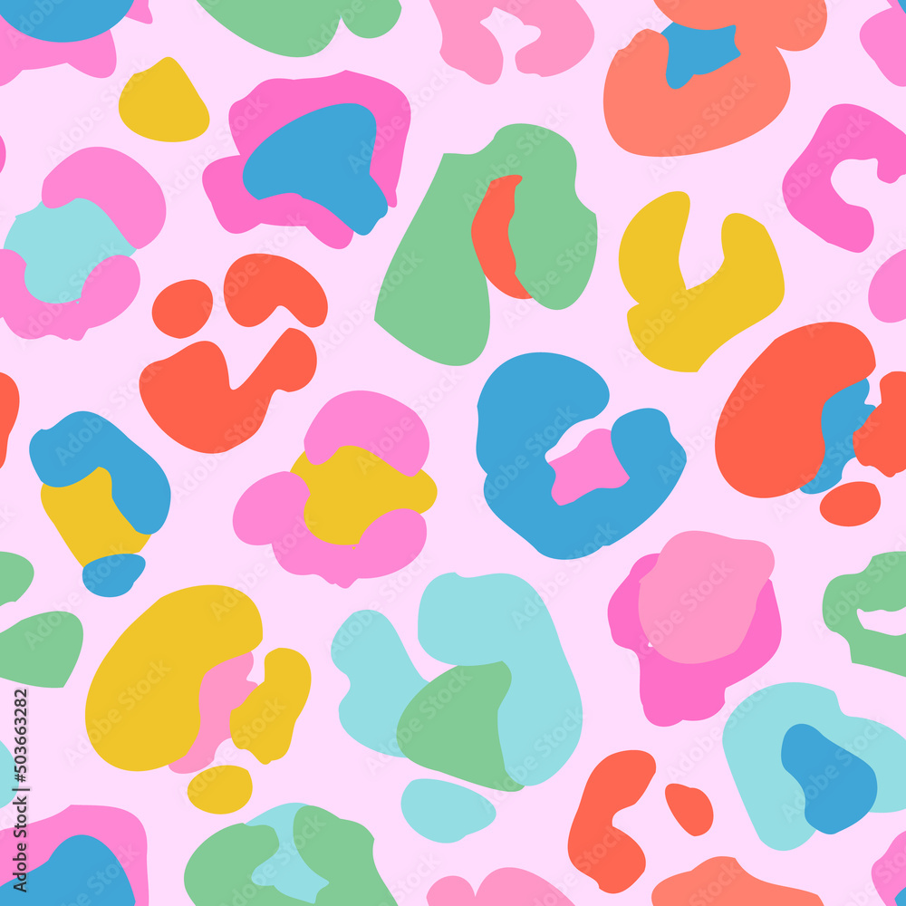 Animal skin print in rainbow colors. Colorful leopard spot seamless ...