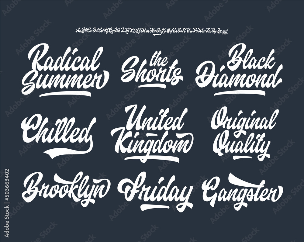 Lettering Collections with Script Font. Vector Stock Vector | Adobe Stock