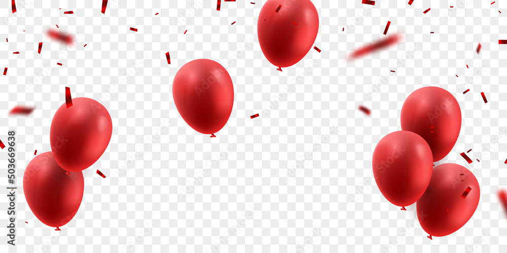3d red luxury design balloons for celebration party vector illustration ...