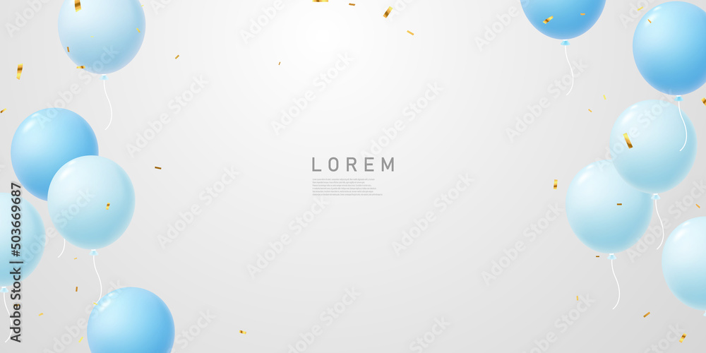 Celebration background with blue balloons for party vector illustration ...