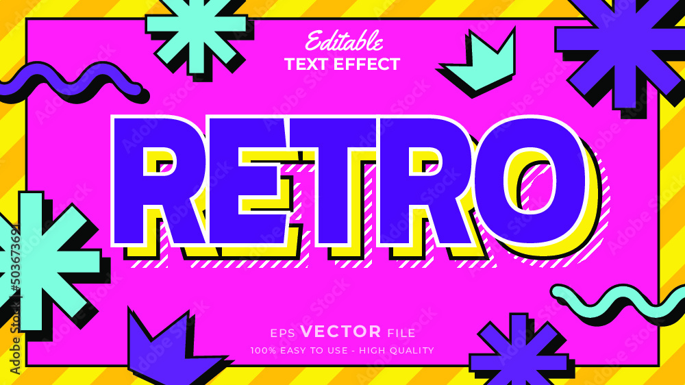 Editable text style effect - retro old school cartoon text in groovy ...