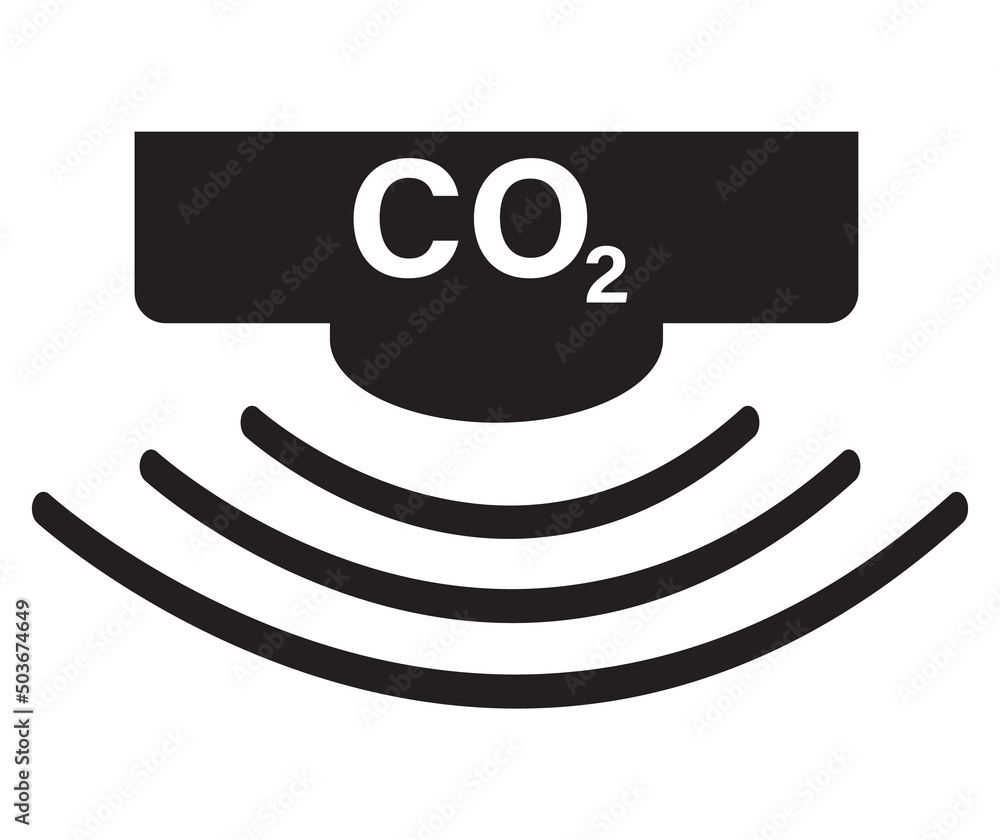 sensor detector CO2 icon on white background. co2 sensor sign. laser ...