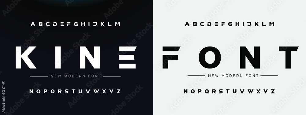 KINE Sports minimal tech font letter set. Luxury vector typeface for ...