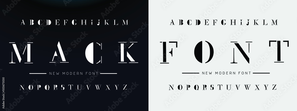 MACK Sports minimal tech font letter set. Luxury vector typeface for ...