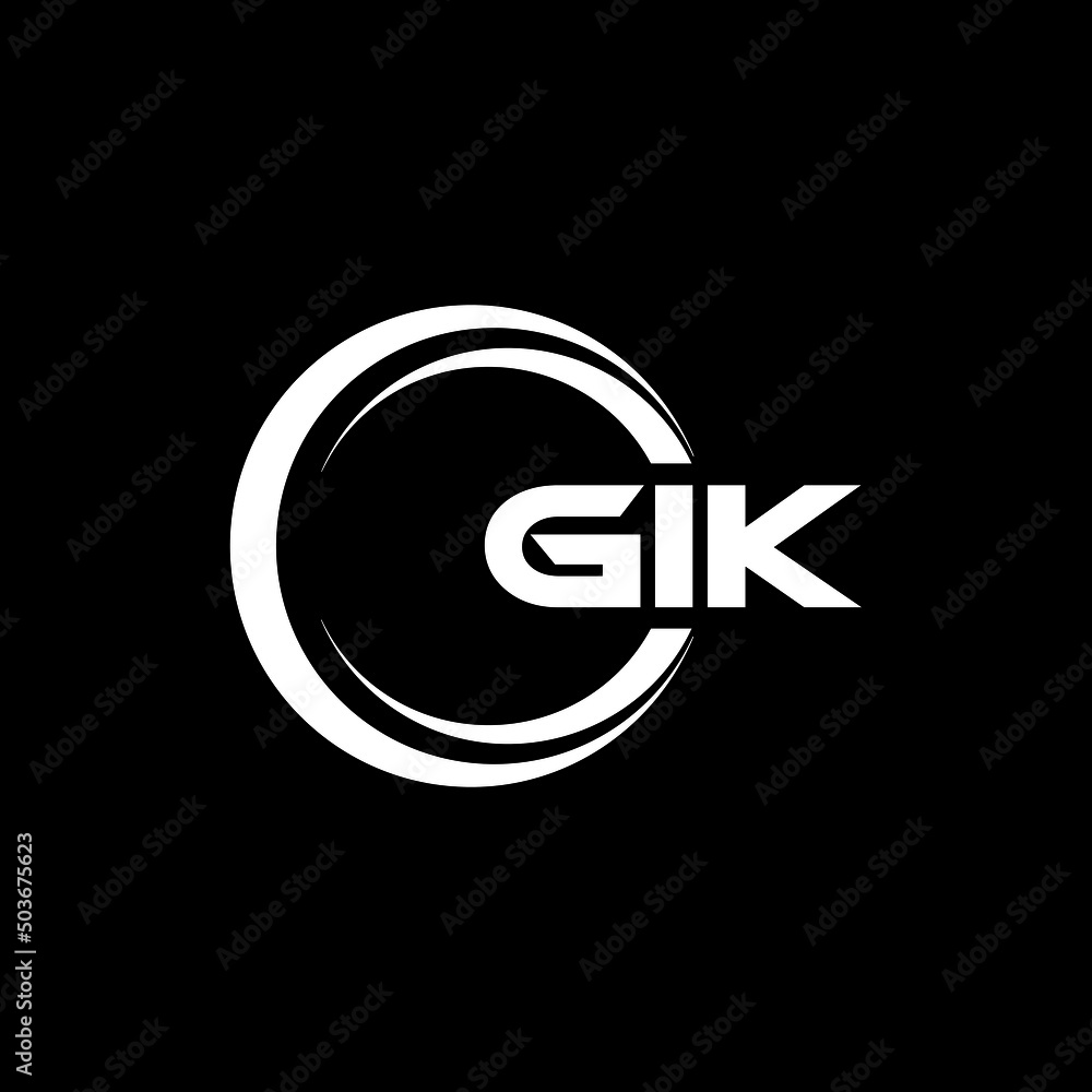 GIK letter logo design with black background in illustrator, vector ...