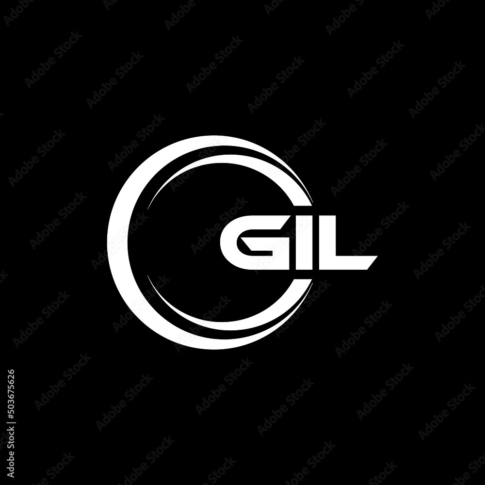 Vecteur Stock GIL letter logo design with black background in ...