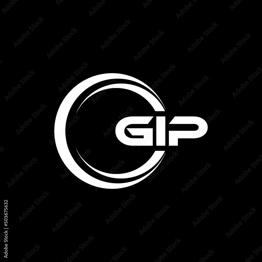 Vetor do Stock: GIP letter logo design with black background in ...