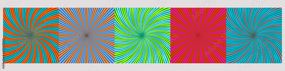 Sunburst pattern background vector set five colors Stock Vector | Adobe ...