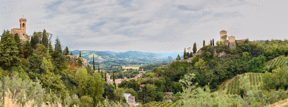 Brisigella, Ravenna, Emilia-Romagna, Italy. Beautiful panoramic aerial ...