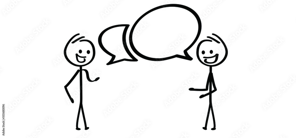 Two cartoon stickman, stick figure man, dialogue, speaking people icon ...