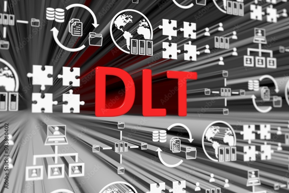 DLT concept blurred background 3d render illustration Stock ...