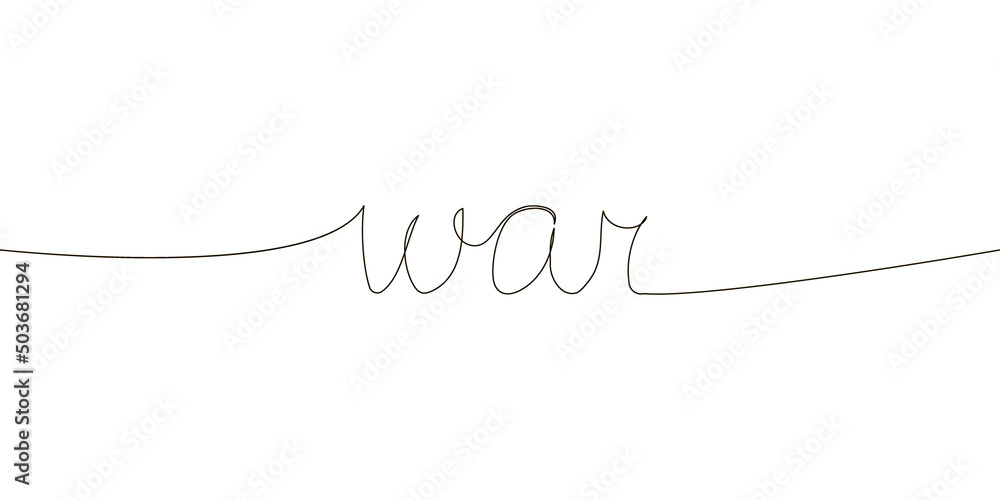 War continuous line drawing. One line art of english hand written ...