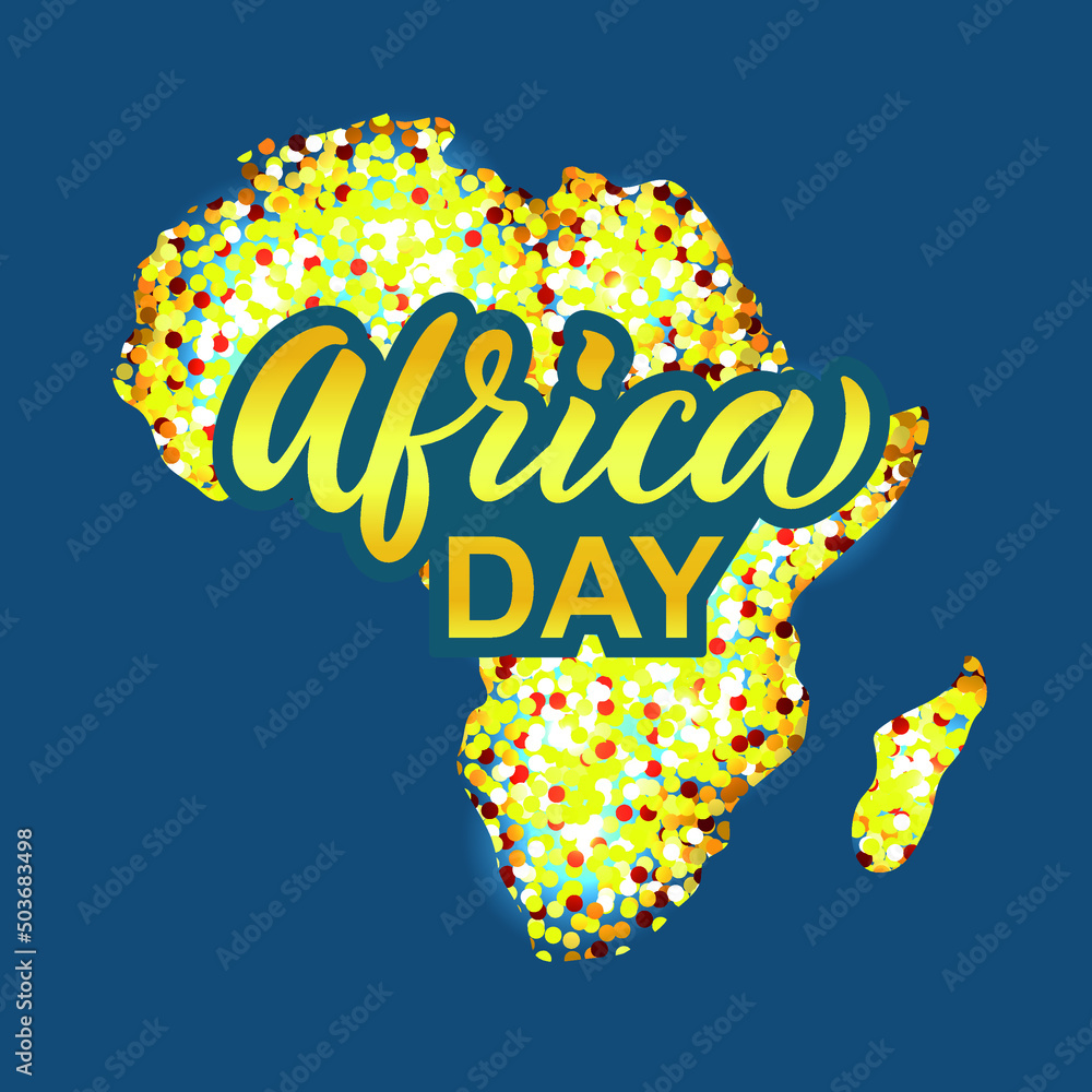 Africa Day handwritten text. Greeting card illustration for 25 may ...
