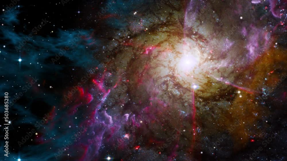 Vidéo Stock Space flight slowly moving through universe among planets ...