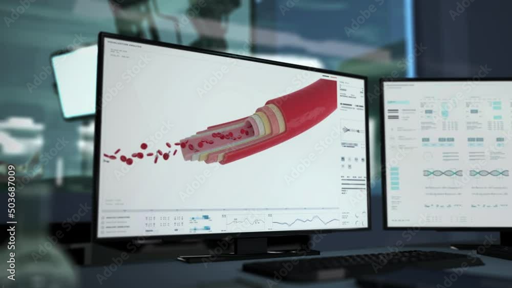 Visualization of medical scanner system inspecting vein. Scanner system ...