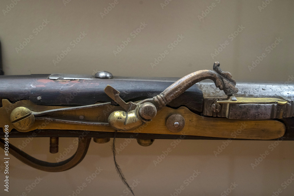 Japanese old arquebus rifle detail Tanegashima musket Stock Photo ...