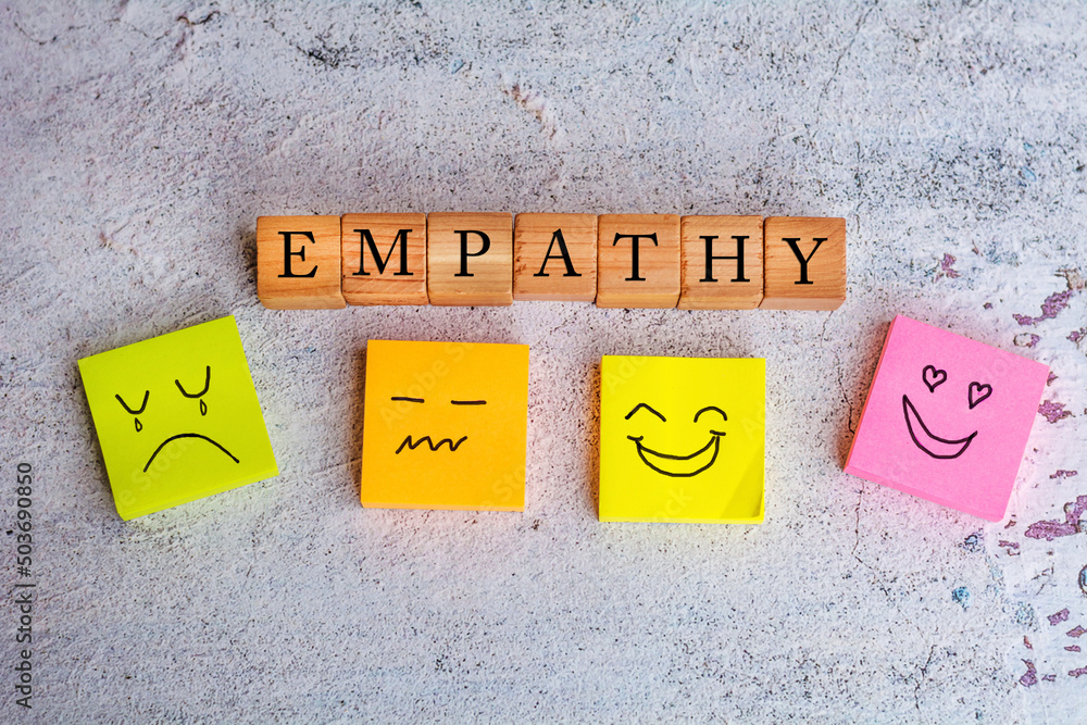 Hand Drawn Happy and Sad Face Emotions on Sticky Notes with Empathy ...