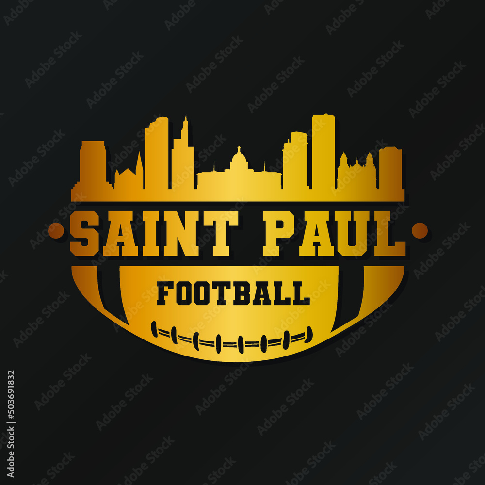 St Paul, MN, USA American Football Gold Skyline City Silhouette Vector ...